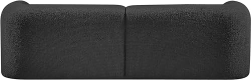 Meridian Furniture 139Black-S Emory Collection Art Deco Boucle Fabric Upholstered Sofa with Rich Black Boucle Fabric, Ball Pillows Included, 89" W x 34" D x 27" H, Black