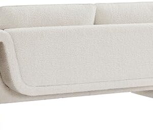 Meridian Furniture 198Cream-L Stylus Collection Modern | Contemporary Boucle Fabric Upholstered Loveseat with Rich Cream Boucle Fabric, Curved Arms, 64" W x 38" D x 31" H, Cream