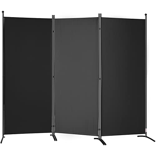 VEVOR Room Divider, 6.1 ft Room Dividers and Folding Privacy Screens (3-Panel), Fabric Partition Room Dividers for Office, Bedroom, Dining Room, Study, Freestanding, Black