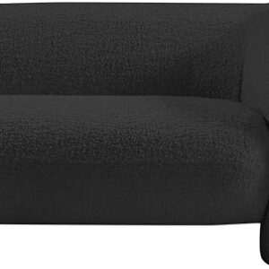 Meridian Furniture 139Black-S Emory Collection Art Deco Boucle Fabric Upholstered Sofa with Rich Black Boucle Fabric, Ball Pillows Included, 89" W x 34" D x 27" H, Black