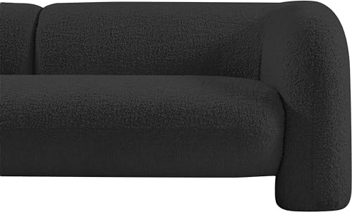 Meridian Furniture 139Black-S Emory Collection Art Deco Boucle Fabric Upholstered Sofa with Rich Black Boucle Fabric, Ball Pillows Included, 89" W x 34" D x 27" H, Black