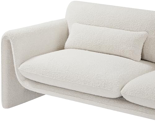 Meridian Furniture 198Cream-L Stylus Collection Modern | Contemporary Boucle Fabric Upholstered Loveseat with Rich Cream Boucle Fabric, Curved Arms, 64" W x 38" D x 31" H, Cream