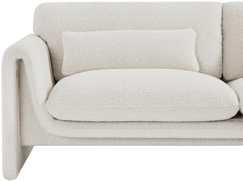 Meridian Furniture 198Cream-L Stylus Collection Modern | Contemporary Boucle Fabric Upholstered Loveseat with Rich Cream Boucle Fabric, Curved Arms, 64" W x 38" D x 31" H, Cream