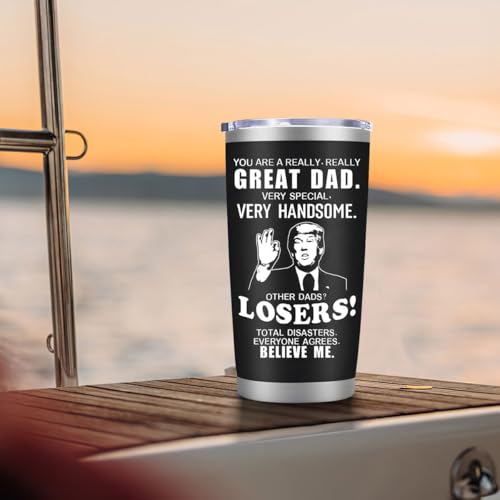 LEIOH Fathers Day Dad Gifts from Daughter Son,Dad Birthday Gifts,Fathers Day Birthday Gifts for Men Dad Papa Grandpa Uncle Stepdad,20 oz Tumbler Mug Black