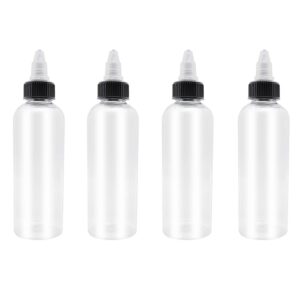 xysmzm 4 pcs dispensing bottles, 5oz plastic boston squeeze bottles with twist top cap