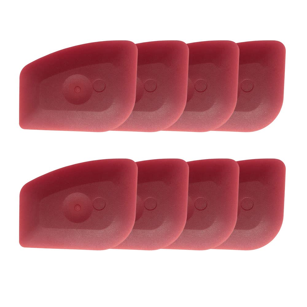 Pan Scrapers Dish Scraper Tool Set, 8Pack Cast iron Cleaner Scraper Multifunctional Scraper Polycarbonate Plastic Pan Pot Scraper, Iron Skillet Scraper Scrubber for Cleaning Grease, Kitchen (Red)