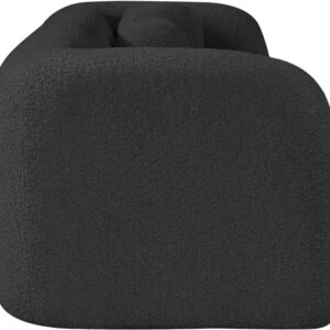 Meridian Furniture 139Black-S Emory Collection Art Deco Boucle Fabric Upholstered Sofa with Rich Black Boucle Fabric, Ball Pillows Included, 89" W x 34" D x 27" H, Black