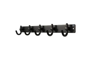 fantashome 15" wall mounted metal hook rack with 5 hooks - black