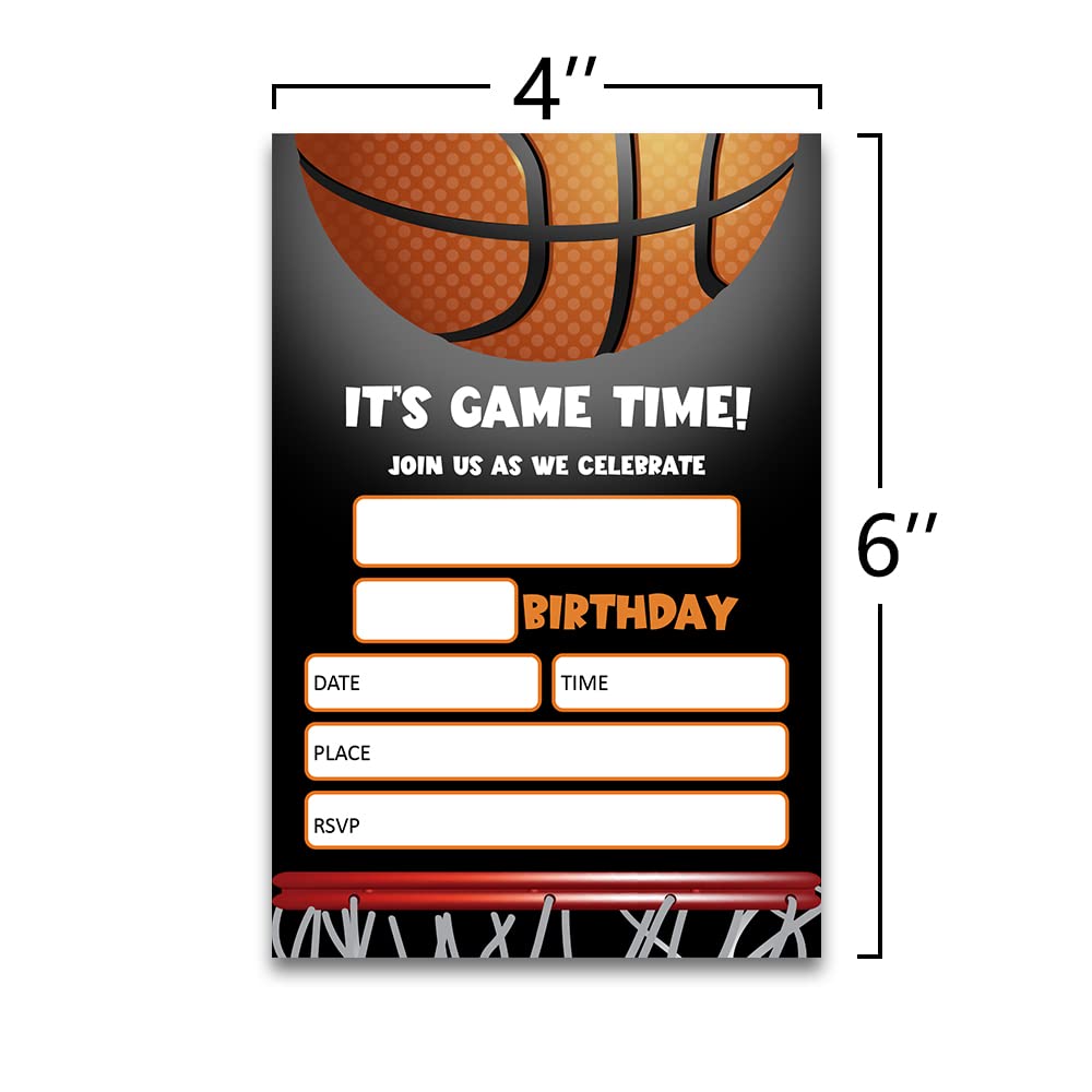 FujLoy Basketball Birthday Invitation, Basketball Sports Birthday Party Invitations, Basketball Birthday Party Supplies.（048）