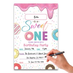 FujLoy Donut Sweet One Birthday Party Invitation,Sweet One Birthday Party Decorations, Donut Themed Birthday Party Supplies.（045）