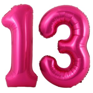 lovoir 40 inch hot pink 31 number balloon 13 large size jumbo digit mylar foil helium hot pink balloons for 13th 31st birthday party celebration decorations graduations anniversary supplies