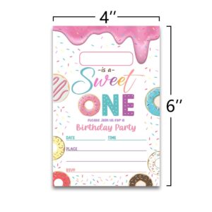 FujLoy Donut Sweet One Birthday Party Invitation,Sweet One Birthday Party Decorations, Donut Themed Birthday Party Supplies.（045）