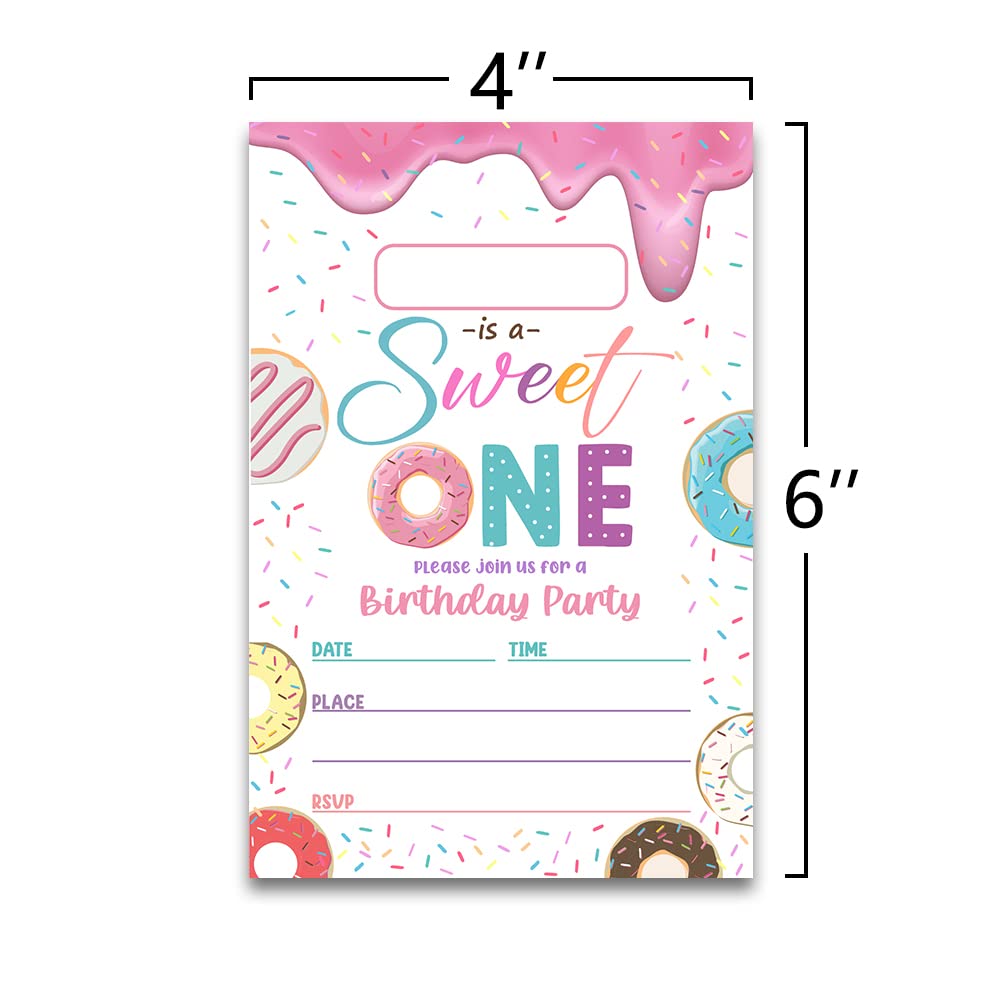 FujLoy Donut Sweet One Birthday Party Invitation,Sweet One Birthday Party Decorations, Donut Themed Birthday Party Supplies.（045）