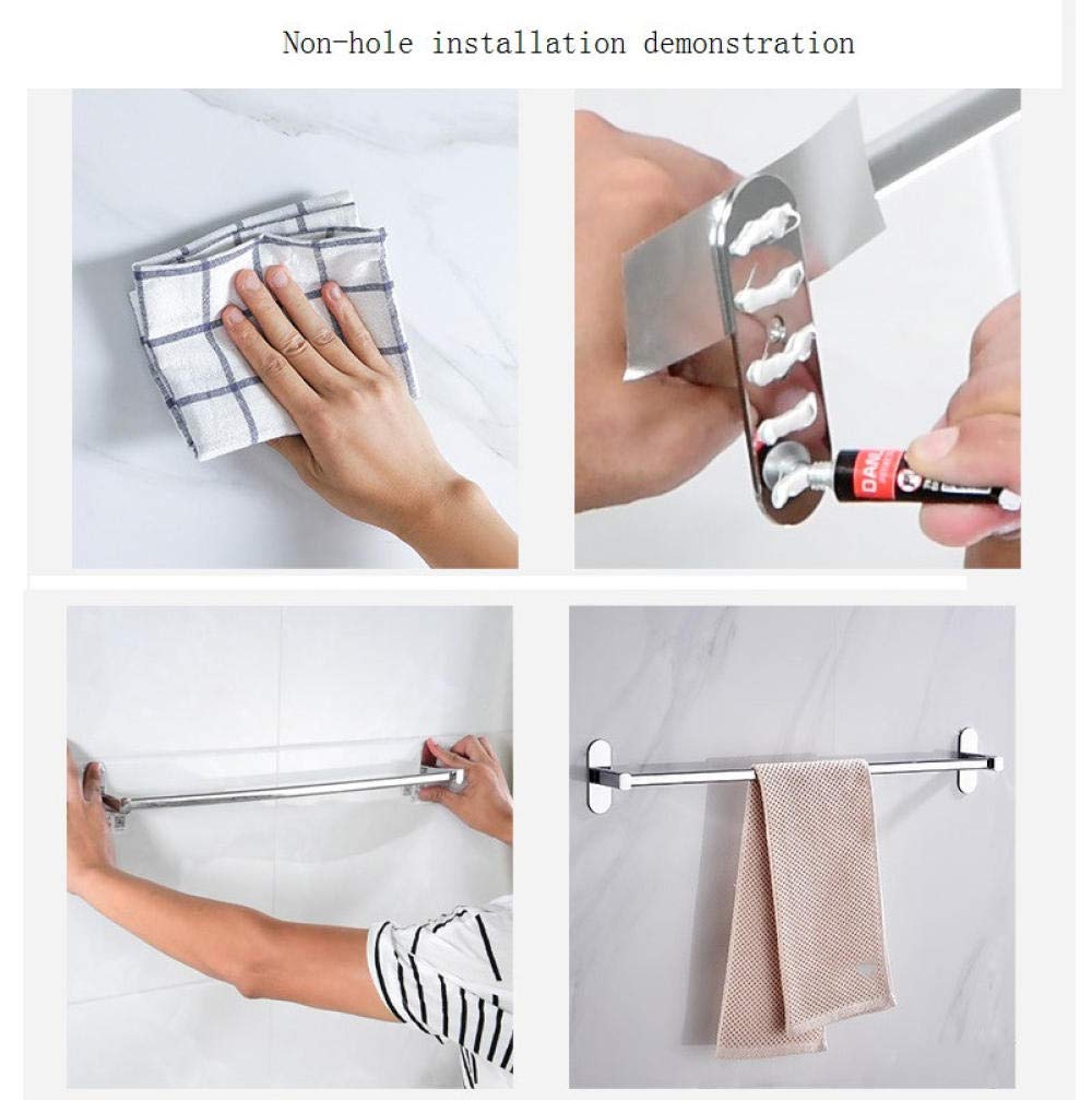 NERDOH Fast Drying Adhesion Easy to fit Bath Towel Easy tSUS304 Stainless Steel Chrome-Plated White Free Perforation Installation Kitchen Bathroom Wall Hanging Towel Rack-Length 70CM