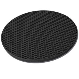 tenoc silicone trivet mats for hot pots & pans, heat resistant pot holder, non-slip hot pads for dishes & cookware, multipurpose kitchen table teapot coaster, 7.1 inch, 1 pcs, black