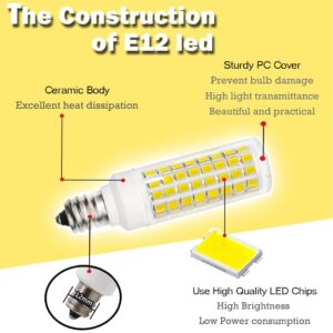 PIPIZHU E12 LED Light Bulb 7W E12 Candelabra Base Light Bulbs 75 Watt Equivalent Incandescent LED Light Bulbs 120V 750lm White 6000K (2pack)