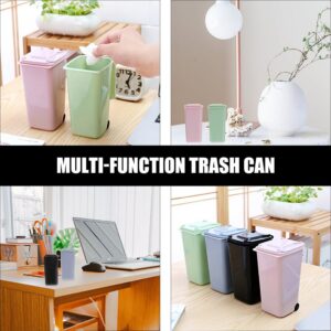 HAPINARY Desktop Miniature Trash Can, Polypropylene Material, Swing-Lid Opening Mechanism, Assorted Colors, 2pcs