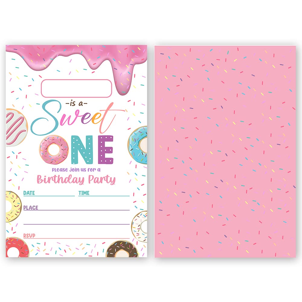 FujLoy Donut Sweet One Birthday Party Invitation,Sweet One Birthday Party Decorations, Donut Themed Birthday Party Supplies.（045）