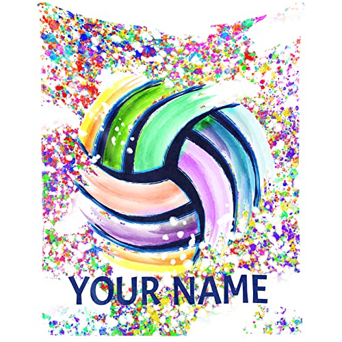 Personalized Volleyball Blanket Gifts with Name - 40"x50" Sports Throw Blanket for Adults, Kids - Colorful Soft Plush Blankets for Bed, Couch & Travel