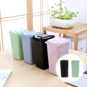 HAPINARY Desktop Miniature Trash Can, Polypropylene Material, Swing-Lid Opening Mechanism, Assorted Colors, 2pcs