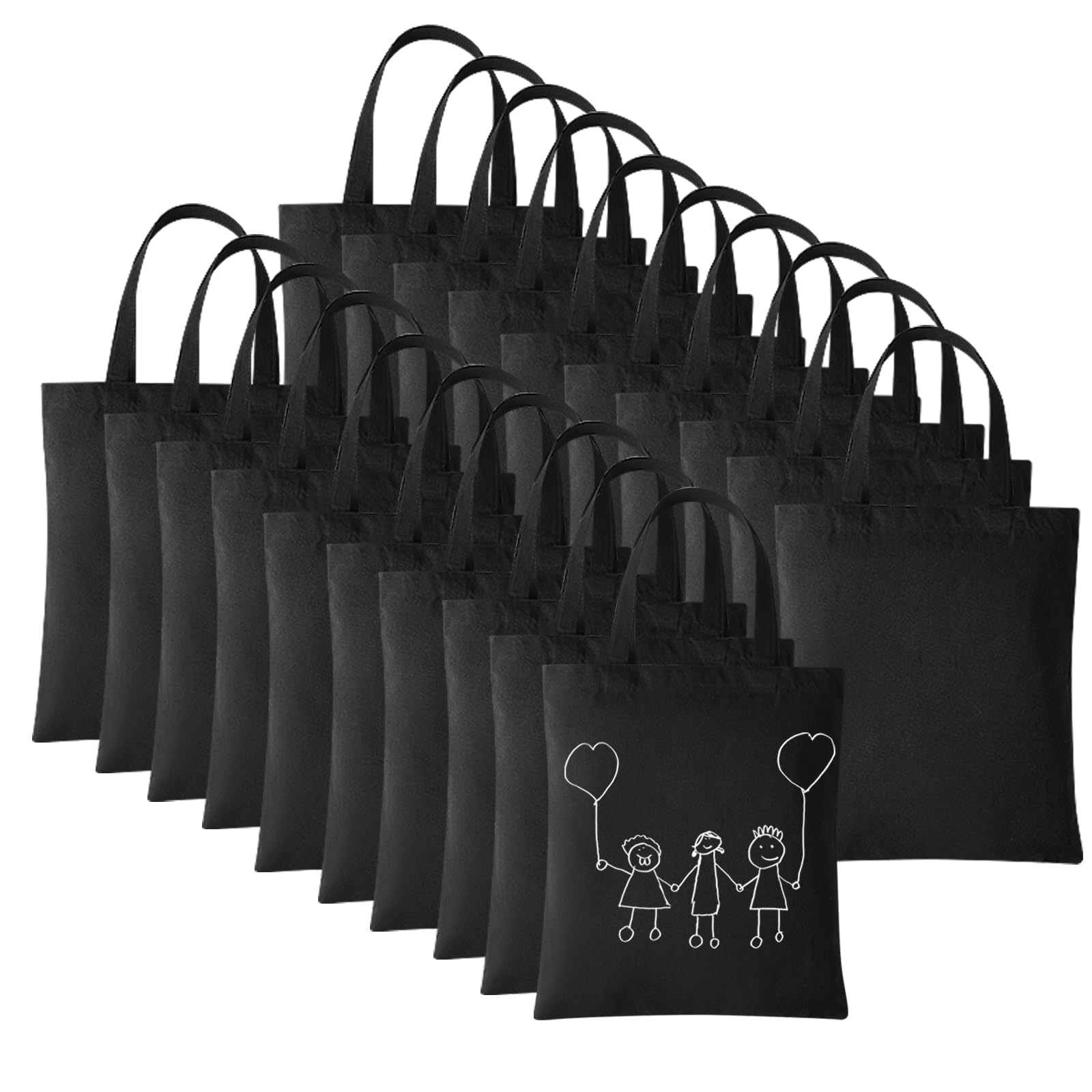 YOUKE OLA 20 Pieces Canvas Tote Bags Reusable Grocery Large Blank Canvas Tote Bags for Heat Transfer Vinyl DIY Decorating and Crafting 14" x16”Black