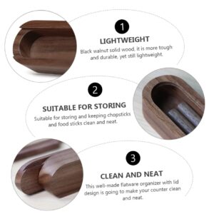 SHOWERORO Solid Wood Chopsticks Box Chopsticks Camping Holder Travel Silverware Travel Chopsticks with Case Silverware Case Chinese Chopsticks Black Walnut Solid Wood Fork Student Outdoor