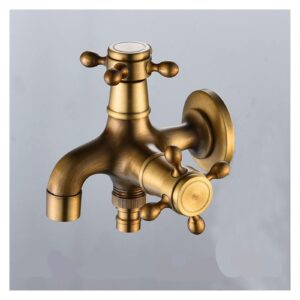 lesangbaihuodian wall mounted faucet brass single cold sink tap vintage water tap fit for bathroom washing machine sink mop pool outdoor garden (color : dual use)