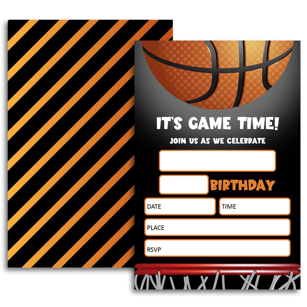 FujLoy Basketball Birthday Invitation, Basketball Sports Birthday Party Invitations, Basketball Birthday Party Supplies.（048）