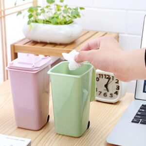 HAPINARY Desktop Miniature Trash Can, Polypropylene Material, Swing-Lid Opening Mechanism, Assorted Colors, 2pcs