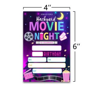 FujLoy Movie Birthday Invitations, Birthday Party Invitations, Movie Night Invitation, Backyard Movie Night Invitation.（044）