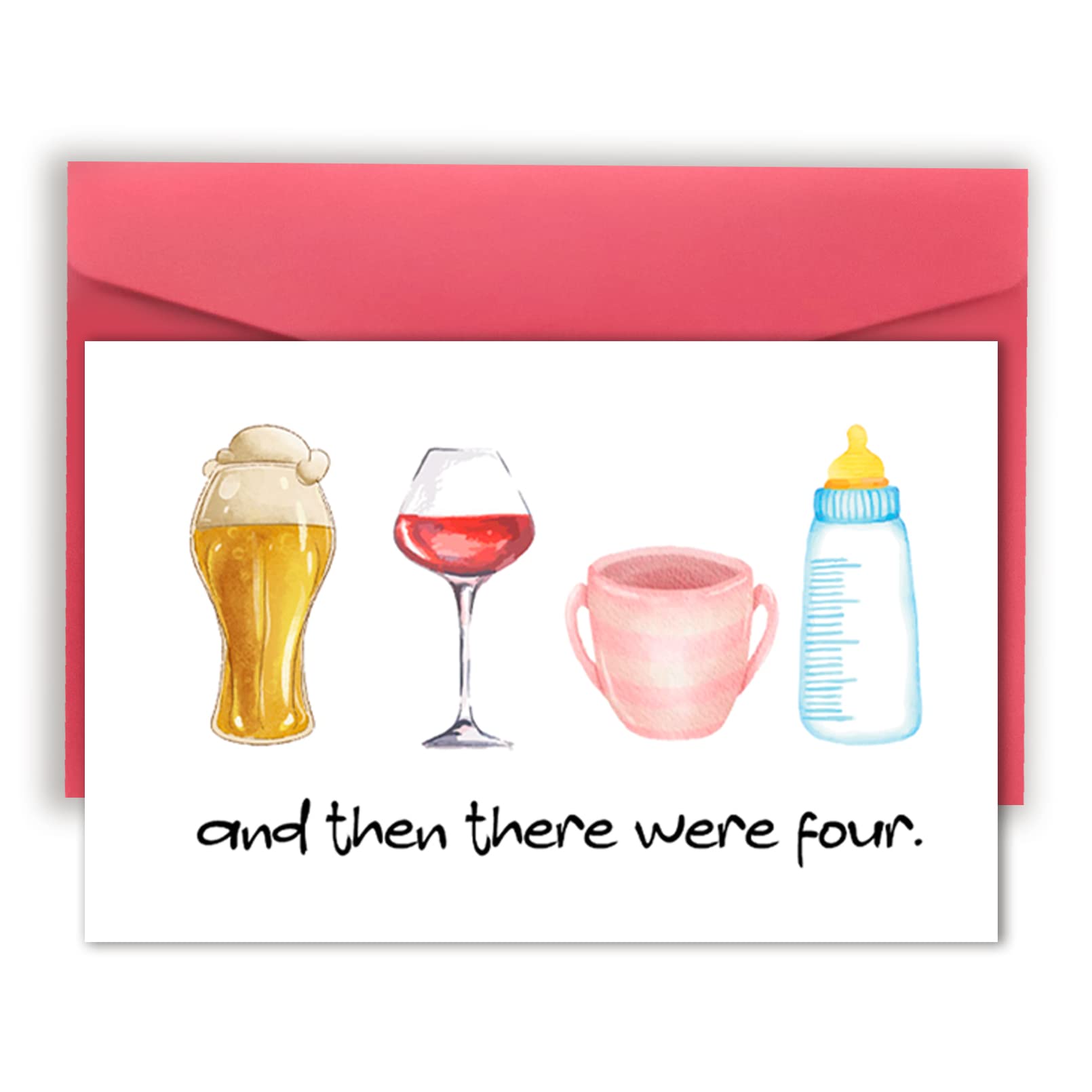 VvOoOvV Funny s for Boys Girls, Cute New Baby Card for New Mom Dad, Cute Baby Birthday Card for Friend, And Then There Were Four Card