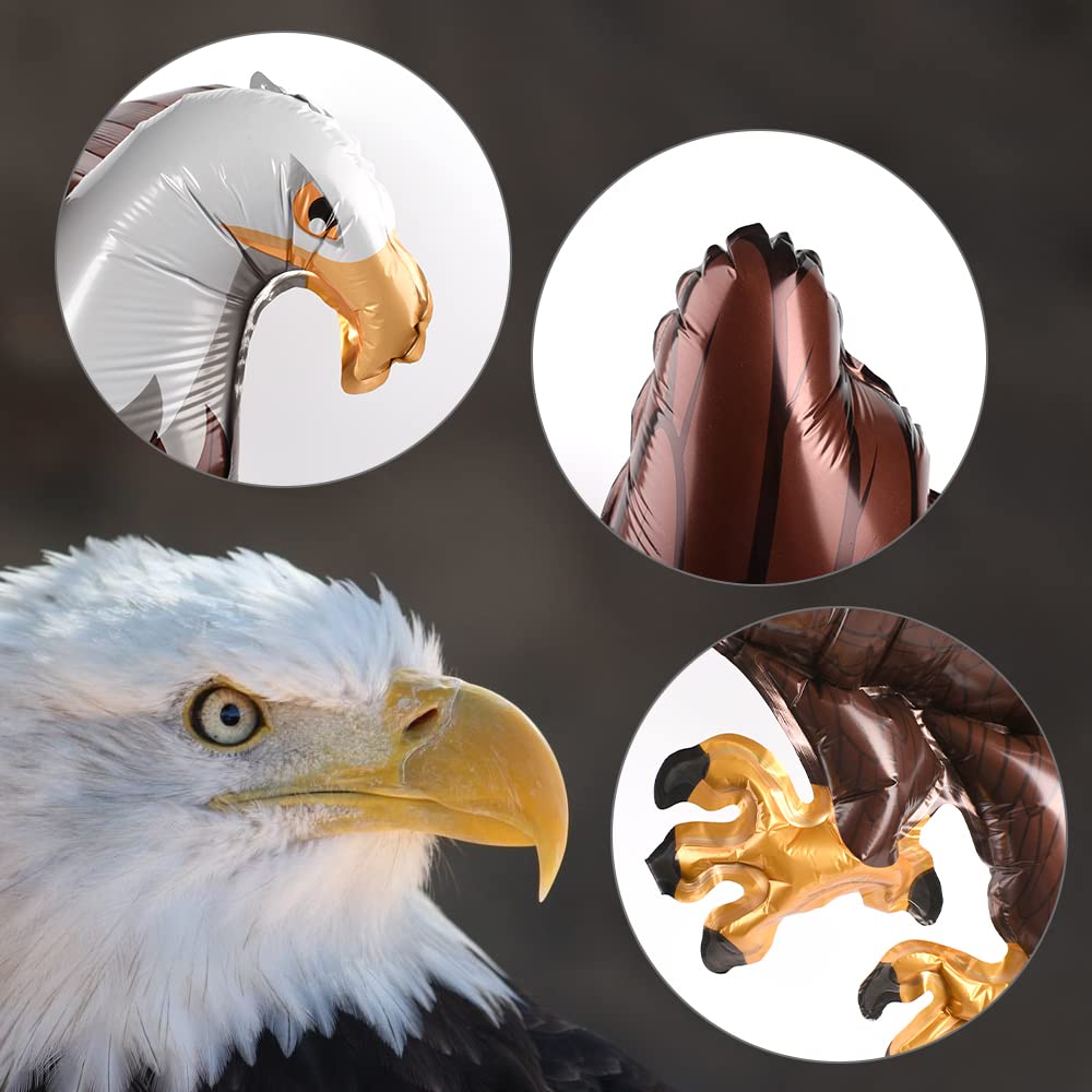 VYNYJOAN 4PCS 3D Inflatable Eagles 32.7 x 26 Inch Giant Eagle Foil Balloons for Animal Party Decoration Big Bird 4th of July Celebration Birthday Baby Shower Party Supplies