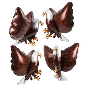 vynyjoan 4pcs 3d inflatable eagles 32.7 x 26 inch giant eagle foil balloons for animal party decoration big bird 4th of july celebration birthday baby shower party supplies