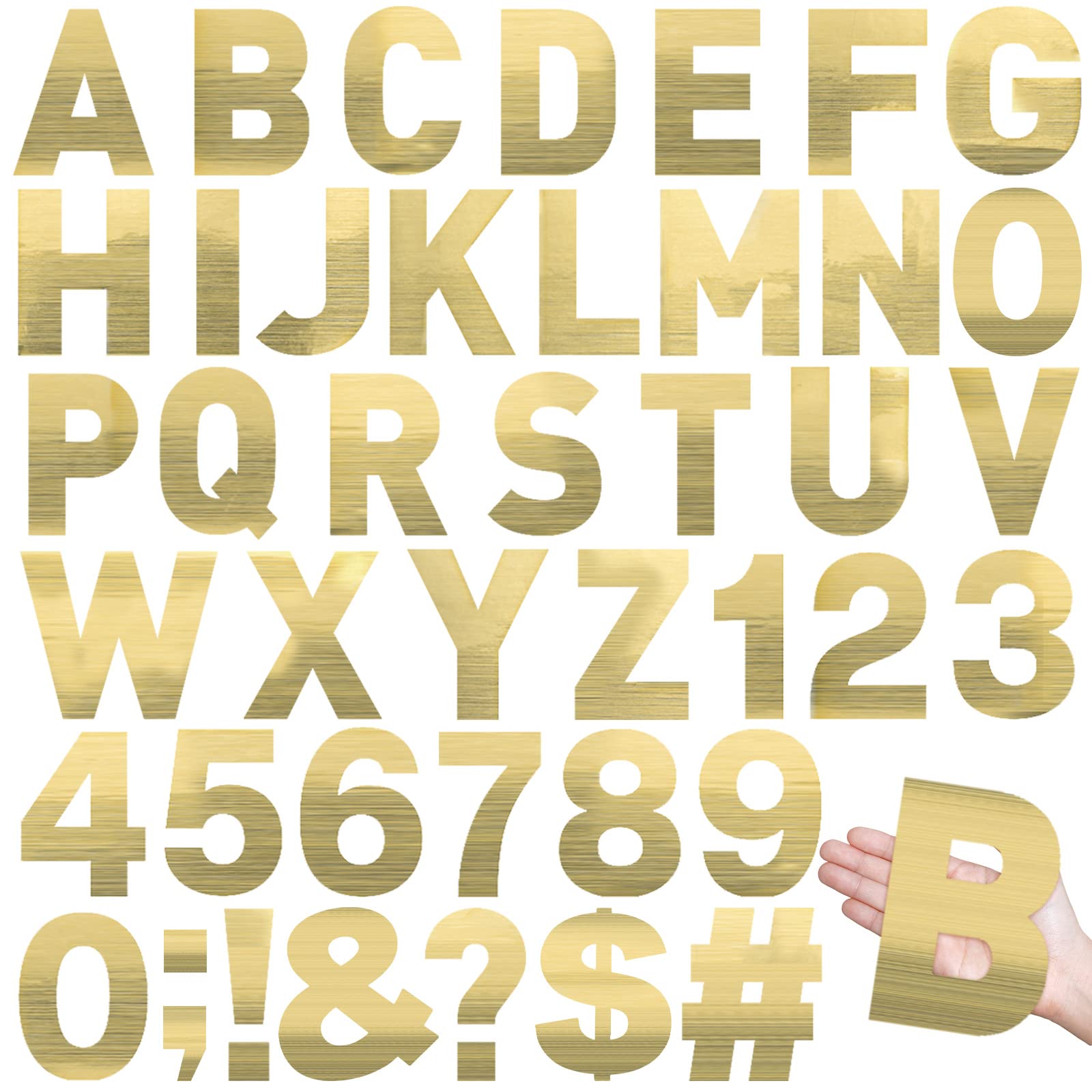 Seajan 184 Pcs Large Letter Stickers 6 Inch Vinyl Alphabet Letter Number Stickers Self Adhesive Big Font Letters Number Stickers for Classroom Window Door Home Decor Mailbox Presentation (Gold)