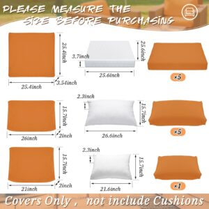 Patelai 11 Pcs Outdoor Cushion Covers Patio Cushion Slipcovers Replacement Splash Proof with Zipper for Outdoor Indoor Furniture, Patio Sofa Couch 3 Sizes, Replacement Covers Only(Orange)