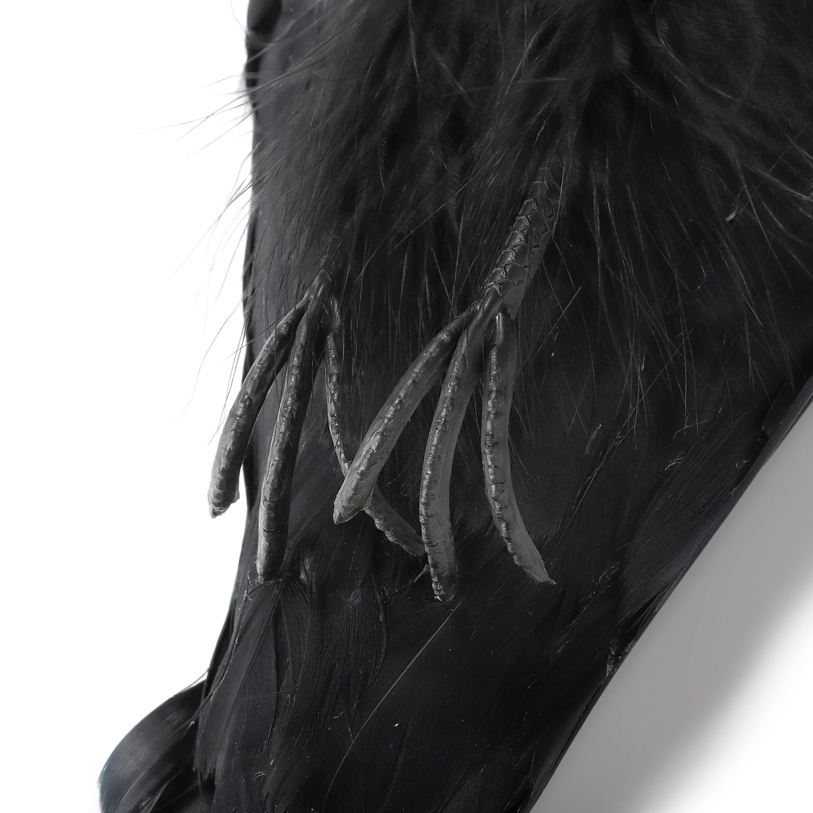 Noamus 17 Inches Realistic Hanging Dead Crow, Lifesize Extra Large Black Feathered Crow, Fake Decoy Raven for Garden Halloween Decorations Birds, Artificial Handmade, Model, Party Props