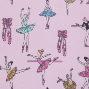 mook fabrics fleece flannel 1930 ballerina, pink cut by the yard