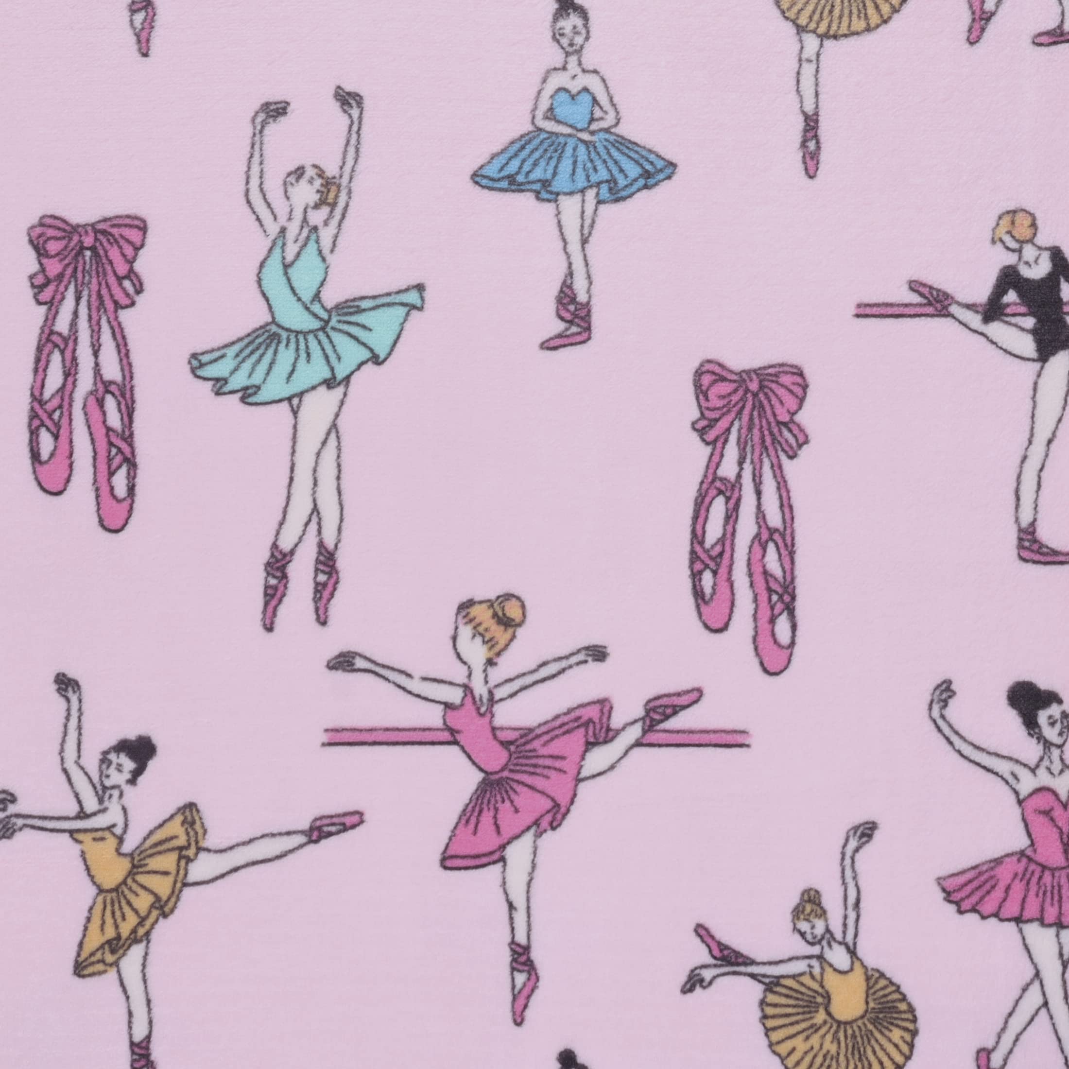 Mook Fabrics Fleece Flannel 1930 Ballerina, Pink Cut by The Yard