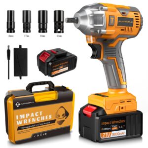 alienworld cordless impact wrench,1/2 inch cordless electric impact gun,brushless impact driver,high torque,with battery,4 pcs impact sockets for car and home