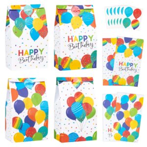 decorlife 24pcs birthday party favor bags with stickers, 4 styles birthday goodie bags for kids birthday, perfect for boys, girls