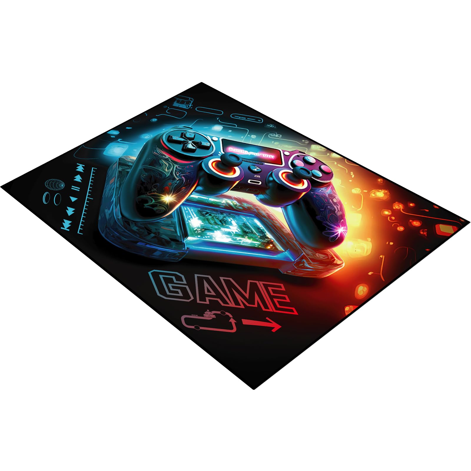 Lacut Game Area Rug Teen Boys Carpet, 3D Gaming Rugs Gamepad Controller Mat for Boys Girls Bedroom Playroom, Non-Slip Gamer Rugs Children Gaming Area Rugs(3D Game Pattern 1, 60" x 40")