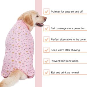 Recovery Suit for Large Medium Dogs After Surgery, Soft Breathable Anti Licking Dog Onesie E-Collar & Cone Alternative, Pet Bodysuit for Preventing Hair Loss Full Cover Wound(4XL, Pink Bunny)