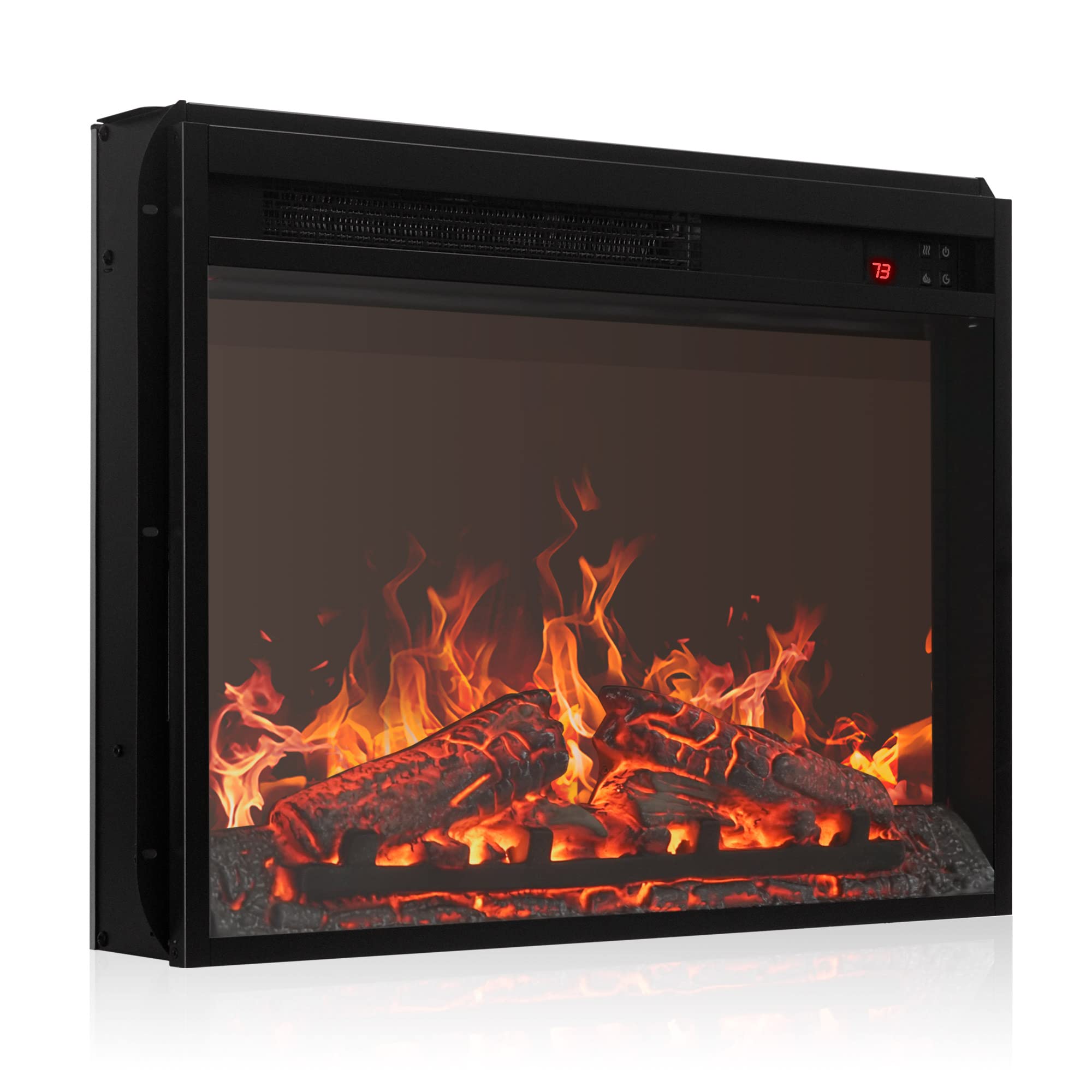 BELLEZE 23" Electric Fireplace Insert w/Fire Crackling Sound, Recessed Fireplace Heater with Remote Control, Indoor Fireplace Heater with Adjustable Brightness, Timer, Automatic Temperature Control