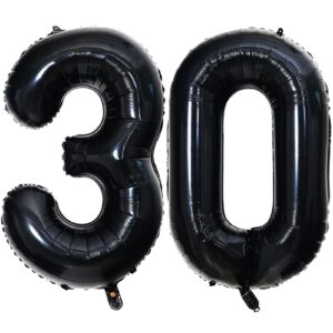 lovoir 40 inch black number balloon 30 large size jumbo digit mylar foil helium black balloons for 30th birthday party celebration decorations graduations anniversary supplies excellent quality