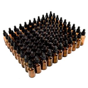 yoleshy 1oz glass dropper bottle, 50 pack amber glass bottles with glass droppers and black cap for essential oils, lab chemicals, perfumes