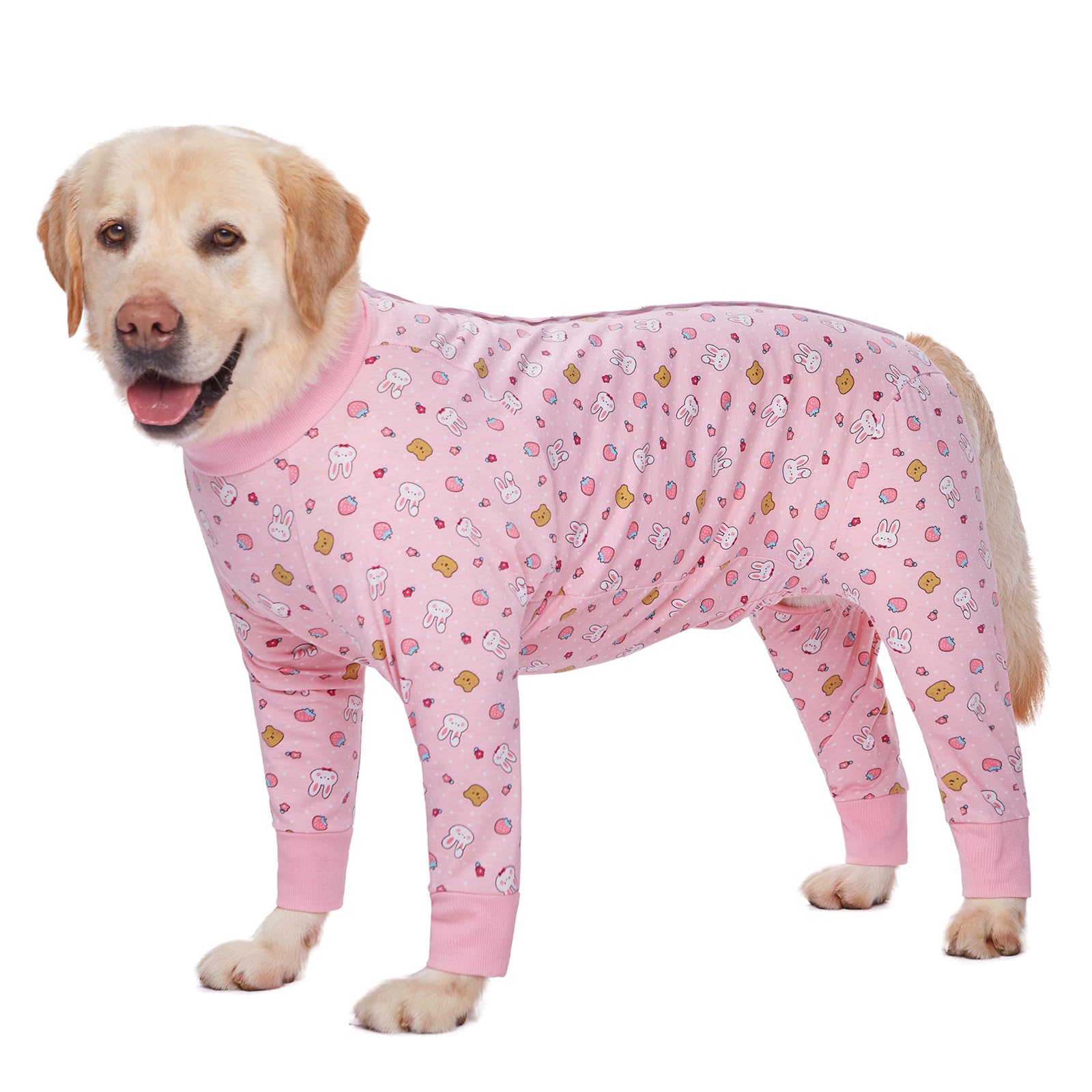 Recovery Suit for Large Medium Dogs After Surgery, Soft Breathable Anti Licking Dog Onesie E-Collar & Cone Alternative, Pet Bodysuit for Preventing Hair Loss Full Cover Wound(4XL, Pink Bunny)