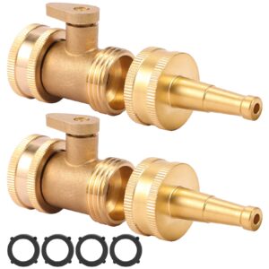 high pressure hose nozzle with hose shutoff valve, brass heavy duty spray nozzles for garden hose, water hose nozzle, 3/4" ght jet nozzle for hose outdoor/outside-2 set