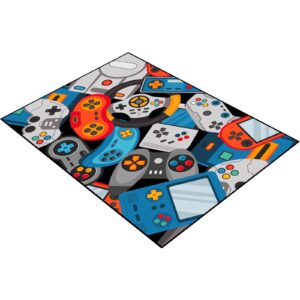 Lacut Game Area Rug Teen Boys Carpet, 3D Gaming Rugs Gamepad Controller Mat for Boys Girls Bedroom Playroom, Non-Slip Gamer Rugs Children Gaming Area Rugs (Blue, 60" x 40")