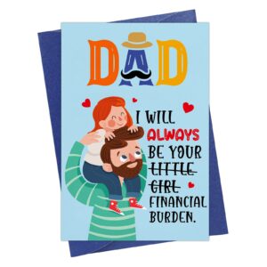 d24time funny fathers day card for dad from daughter-i will alwanys be your financial burden happy fathers day gift card humorous fathers day greeting cards with envelope dad birthday card from