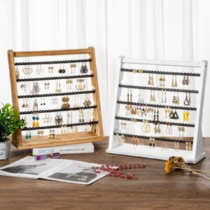 Poyilooo Earring Holder Organizer, Rustic Wood Earring Holder Stand, 5 Layer Jewelry Holder Organizer with 270 Earring Tree Holes Display Rack for Stud Earings & Hoop Earrings, Gifts for Women